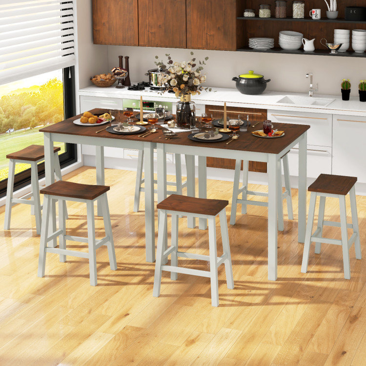 Gracie Oaks 5 Piece Dining Table Set with 4 Saddle Stools for Kitchen Dining Room Apartment Wayfair